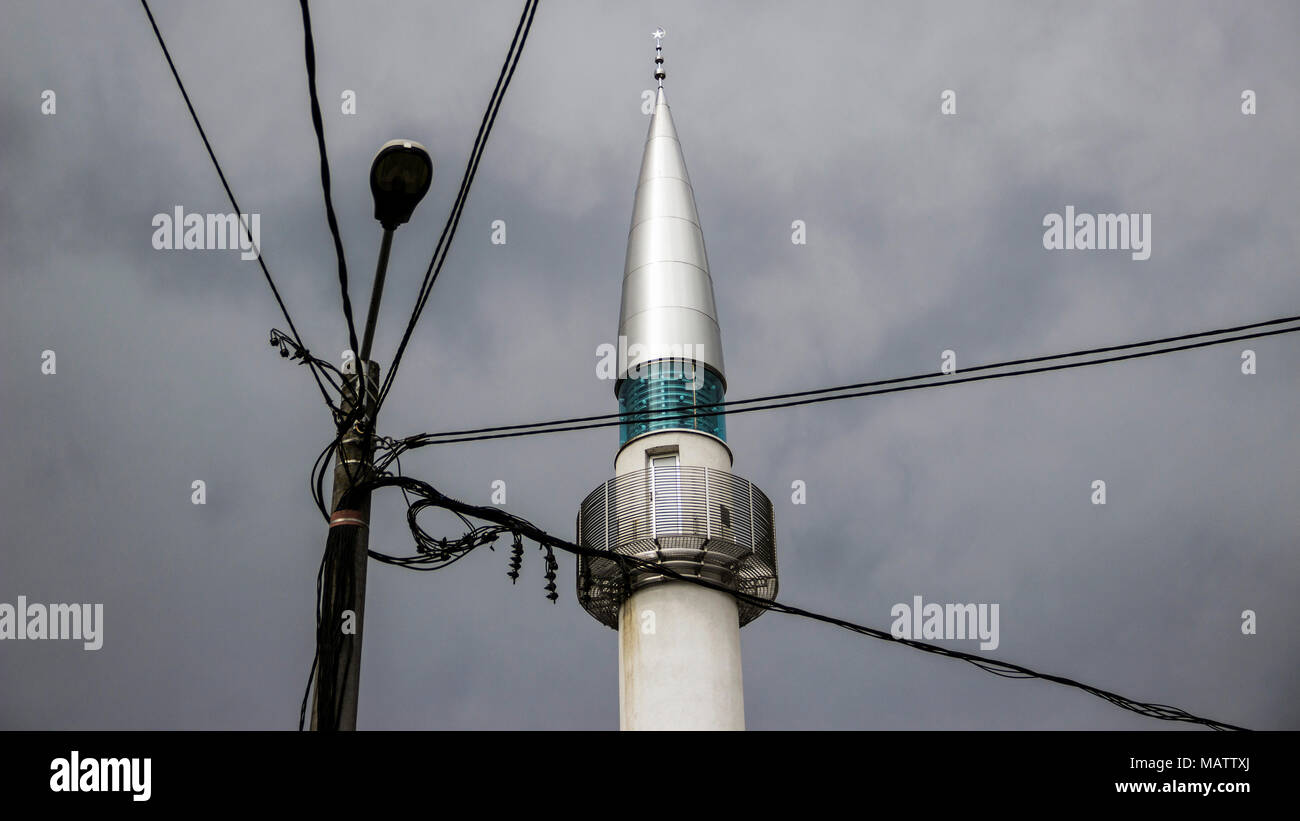 Šamac, Bosnia and Herzegovina - A minaret of the new Azizia Mosque ...