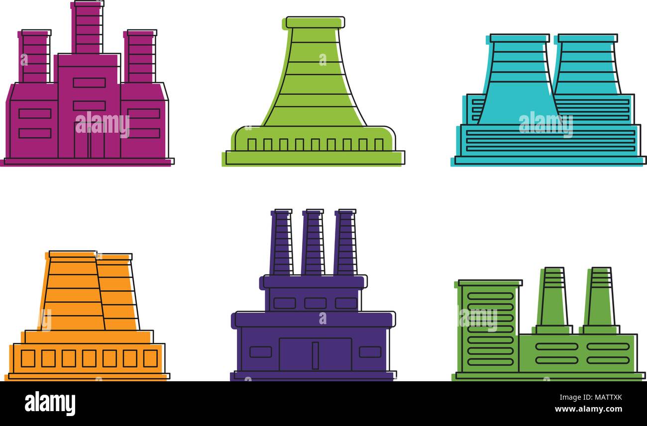 Power plant icon set, color outline style Stock Vector Image & Art - Alamy
