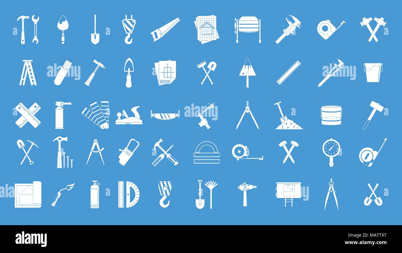 Construction tools icon blue set vector Stock Vector Image & Art - Alamy