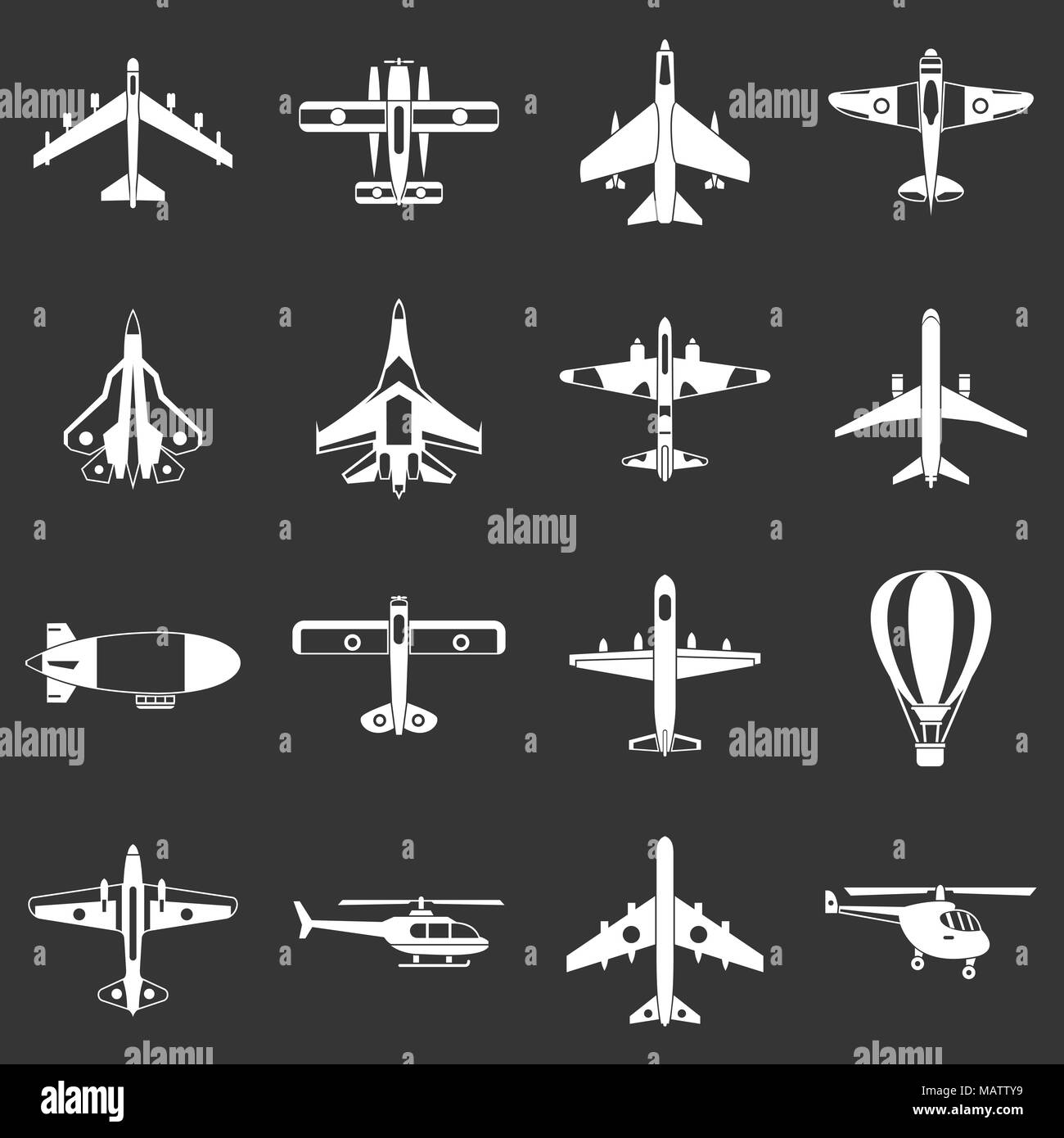 Aviation icons set grey vector Stock Vector Image & Art - Alamy