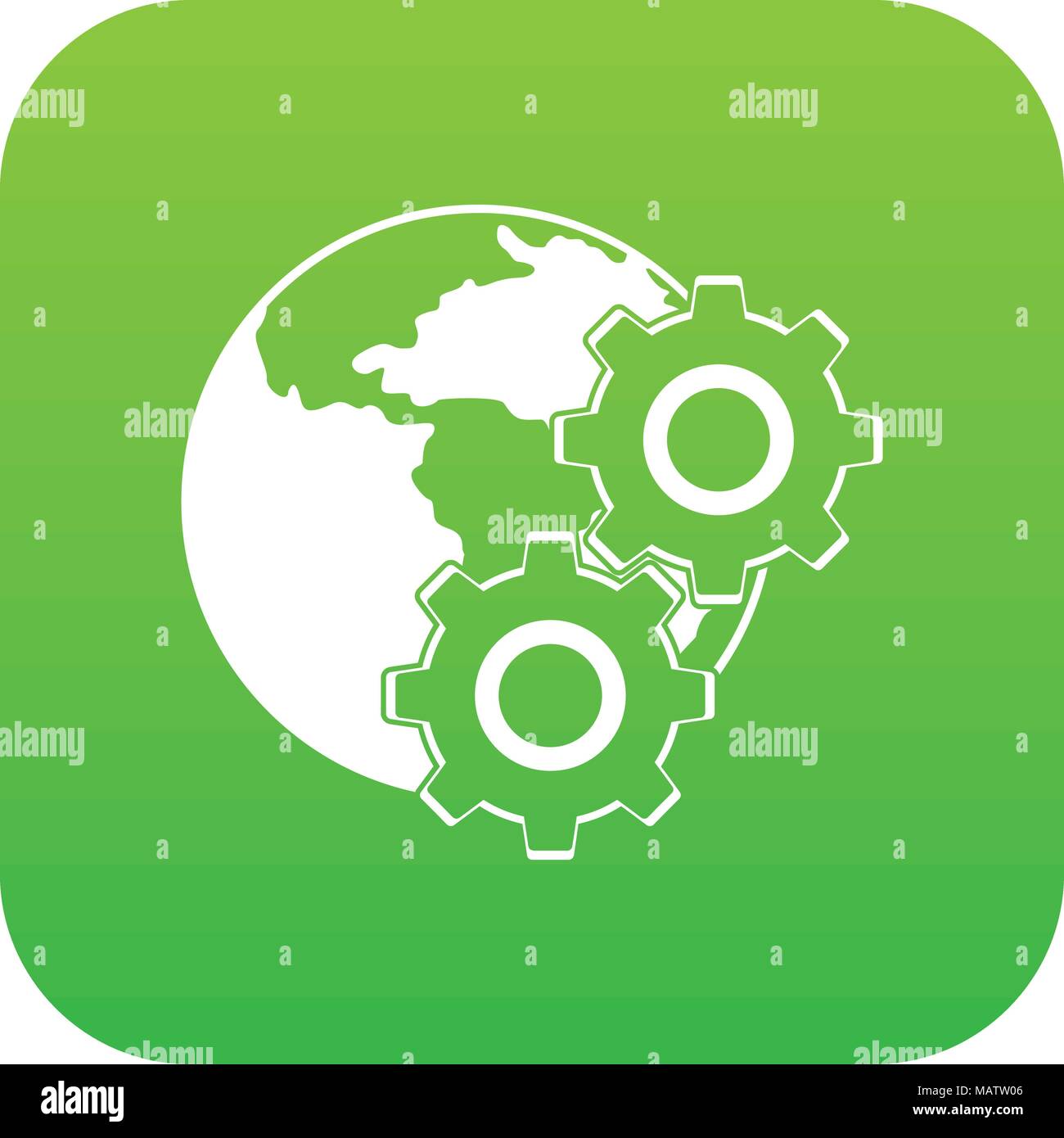 World planet and gears icon digital green Stock Vector Image & Art - Alamy