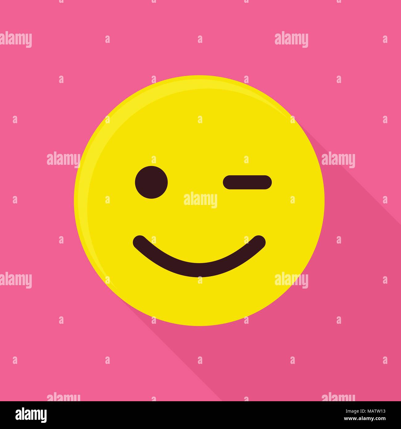 Winking smiling emoticon icon, flat style Stock Vector Image & Art - Alamy