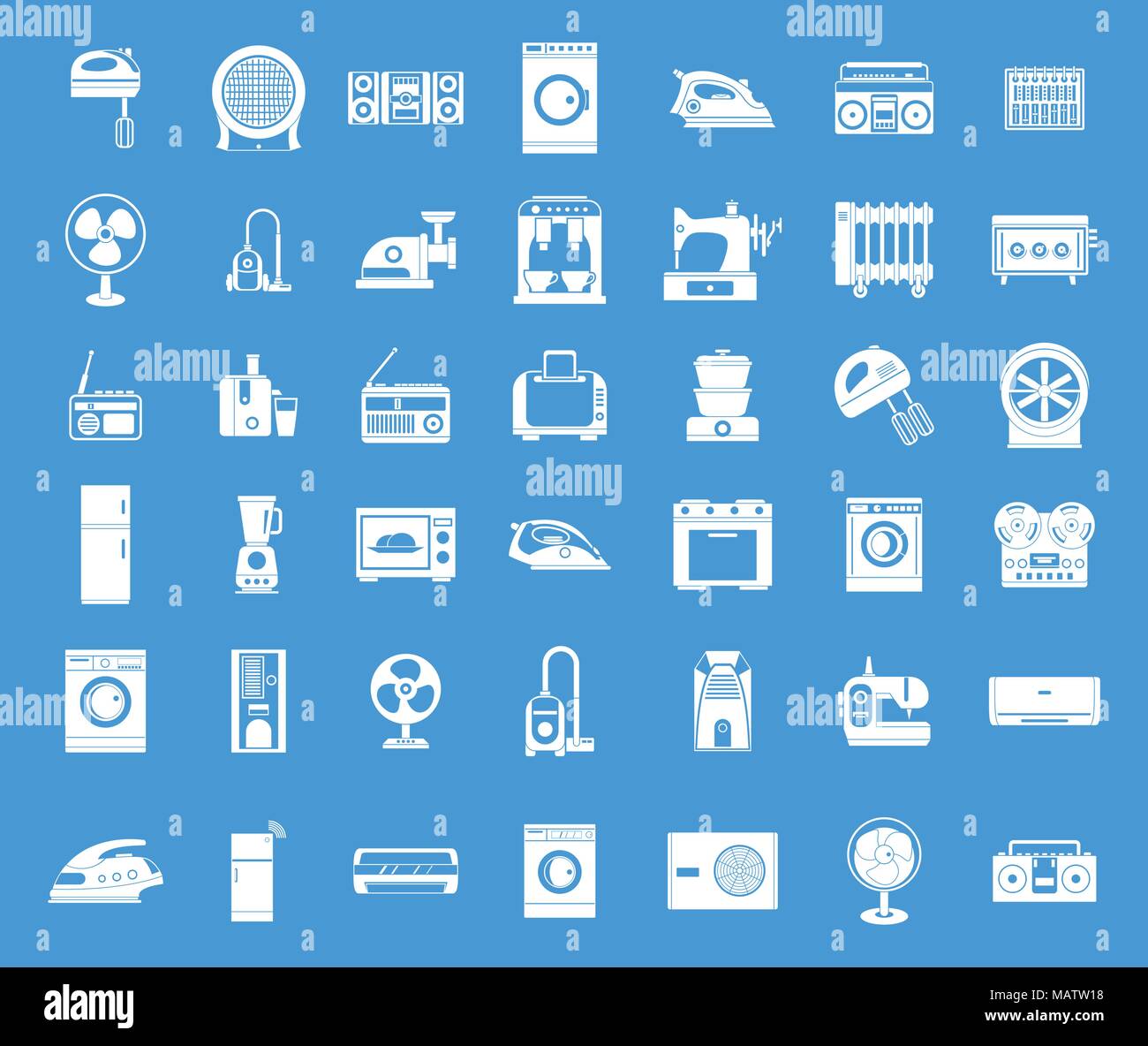 Appliances icon blue set vector Stock Vector Image & Art - Alamy