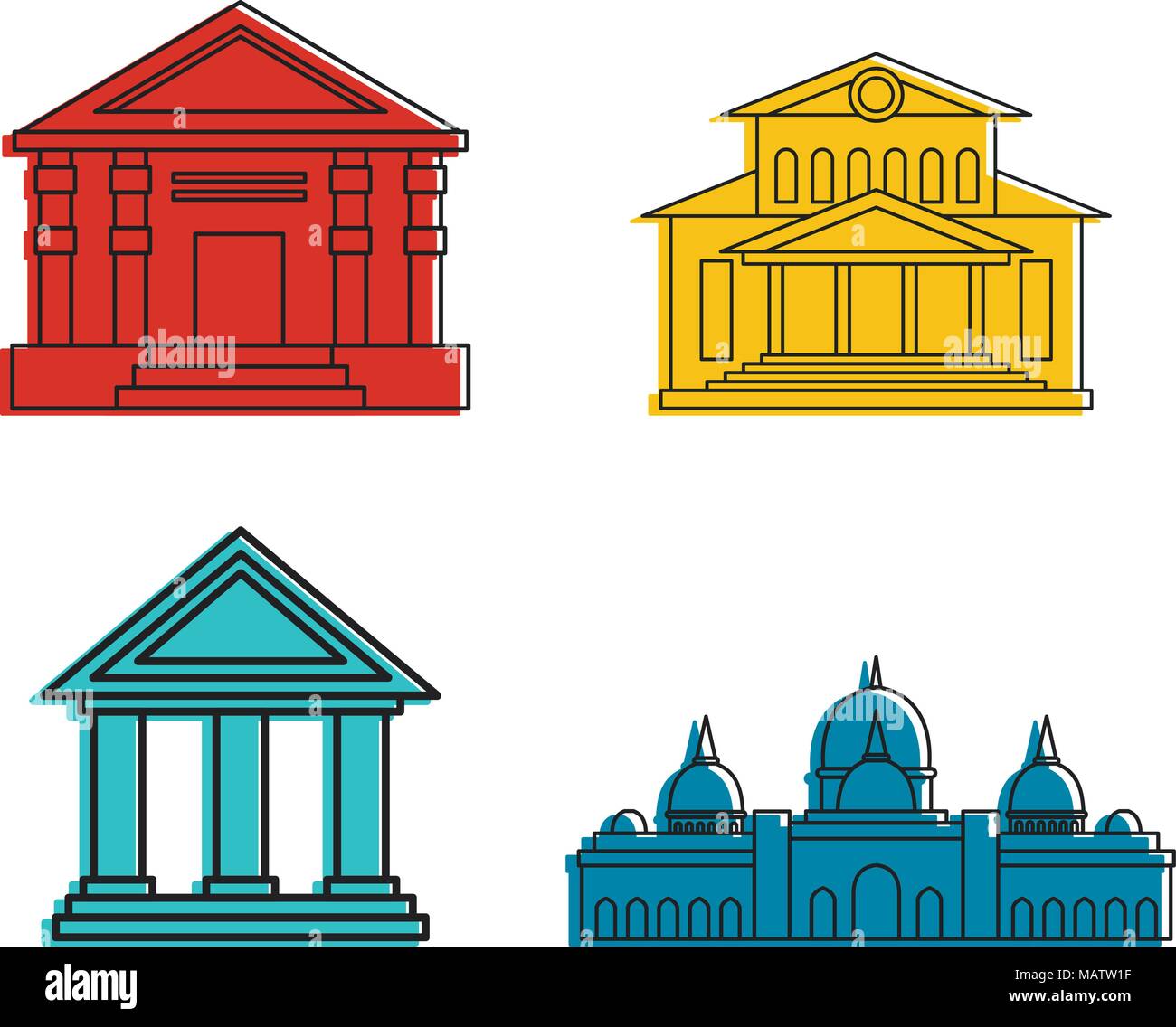 Museum icon set, color outline style Stock Vector Image & Art - Alamy