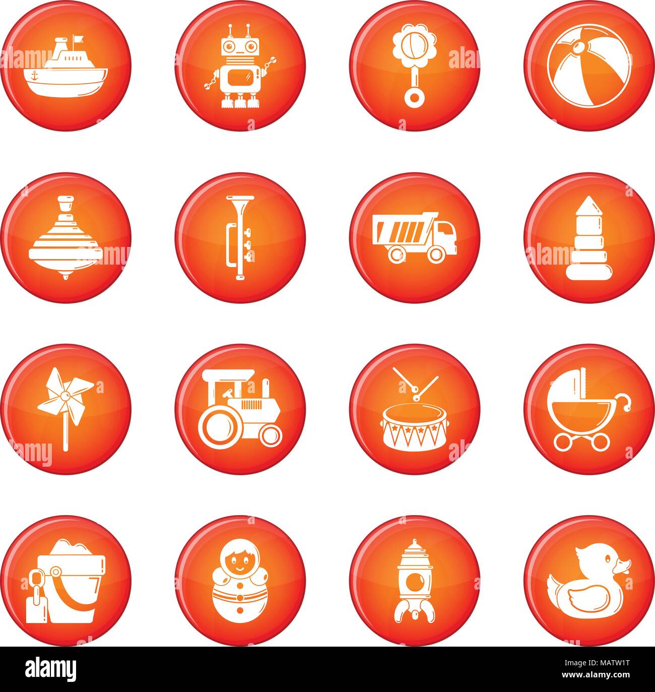 Kids toys icons set red vector Stock Vector Image & Art - Alamy