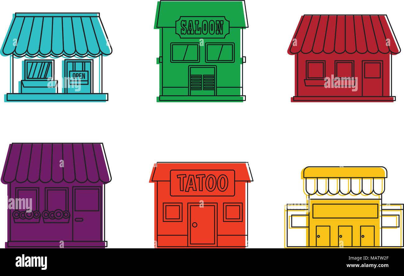 Street shop icon set, color outline style Stock Vector Image & Art - Alamy