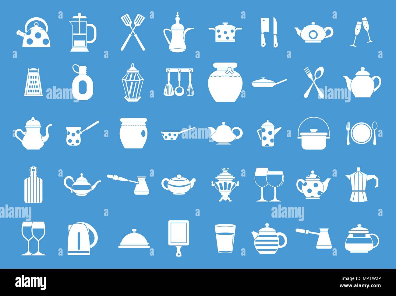 Crockery icon blue set vector Stock Vector Image & Art - Alamy