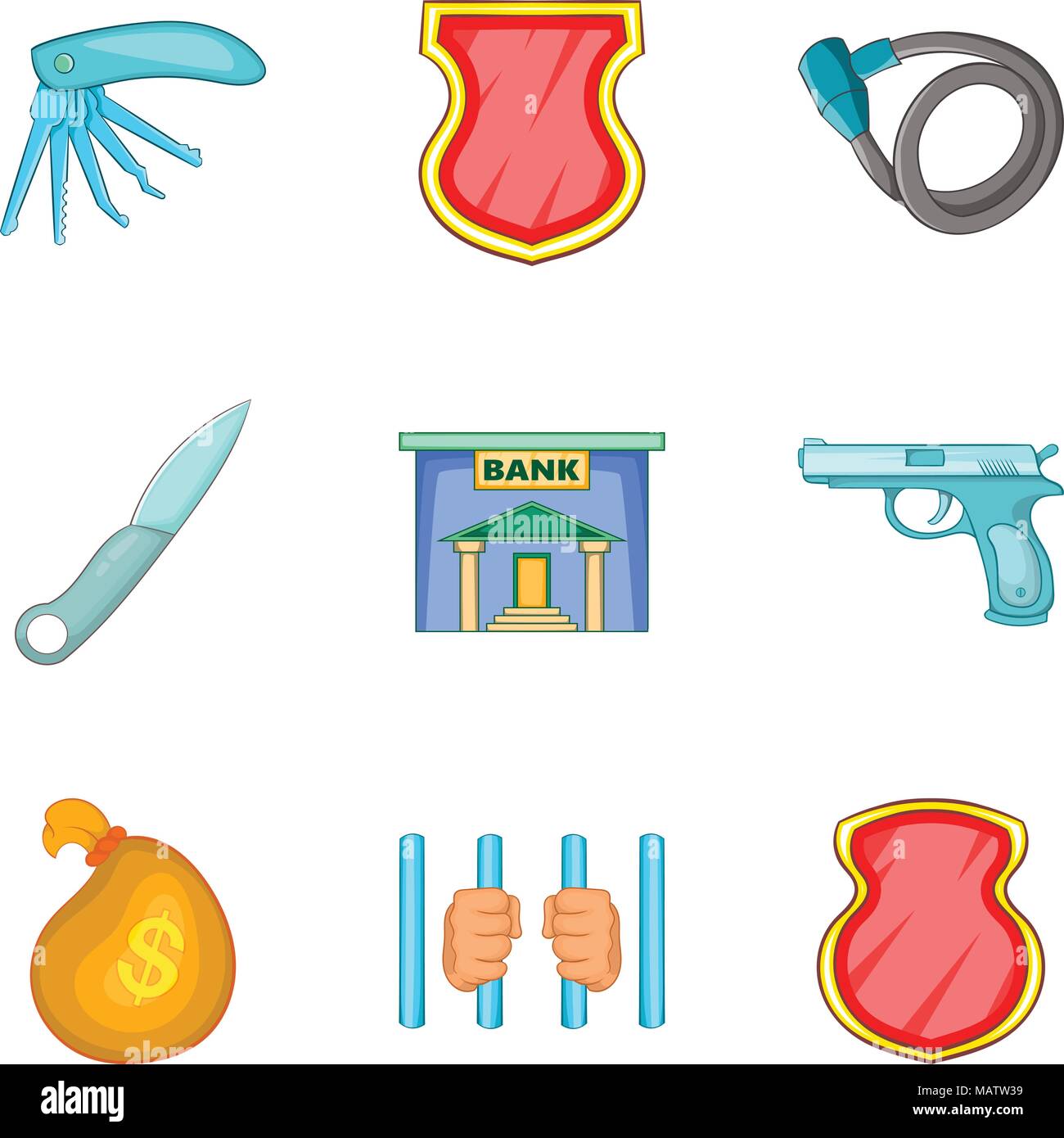 Criminal activity icons set, cartoon style Stock Vector Image & Art - Alamy