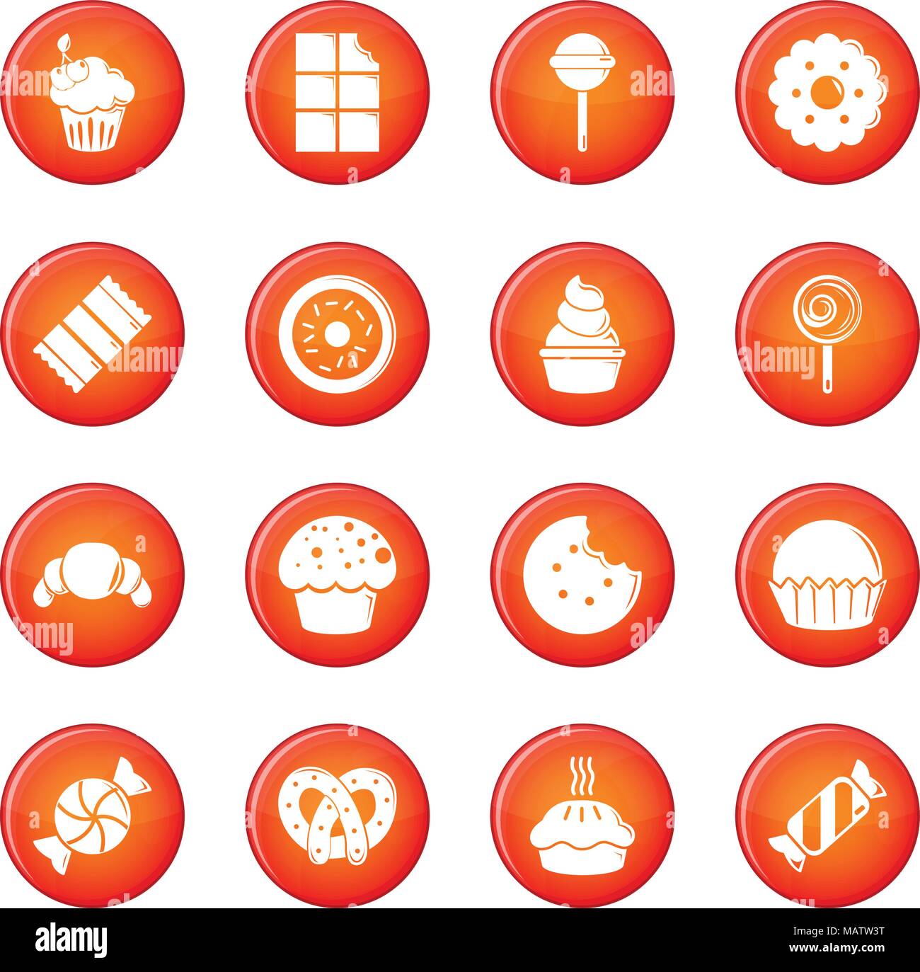 Sweets candy cakes icons set red vector Stock Vector Image & Art - Alamy