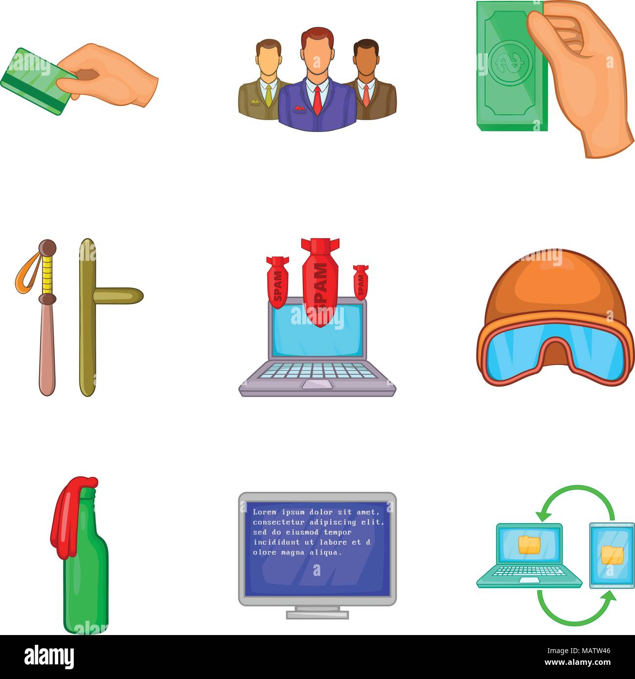 Illegal act icons set, cartoon style Stock Vector Image & Art - Alamy