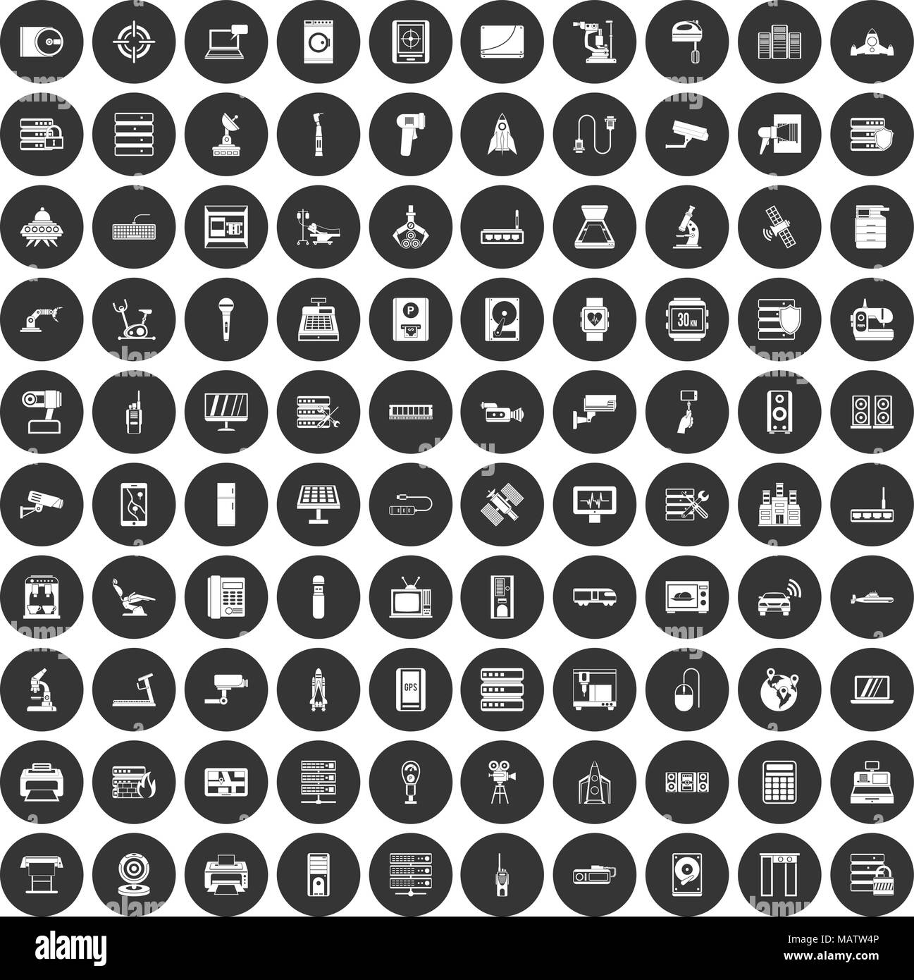 100 hardware icons set black circle Stock Vector Image & Art - Alamy