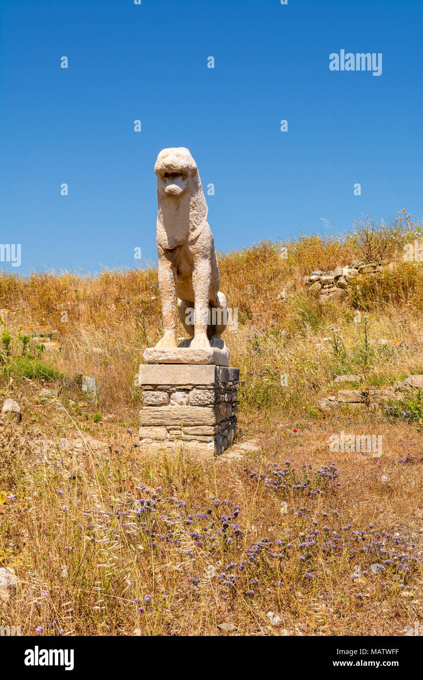 Terrace of the Lions, the famous symbol of Archaeological Site of Delos ...