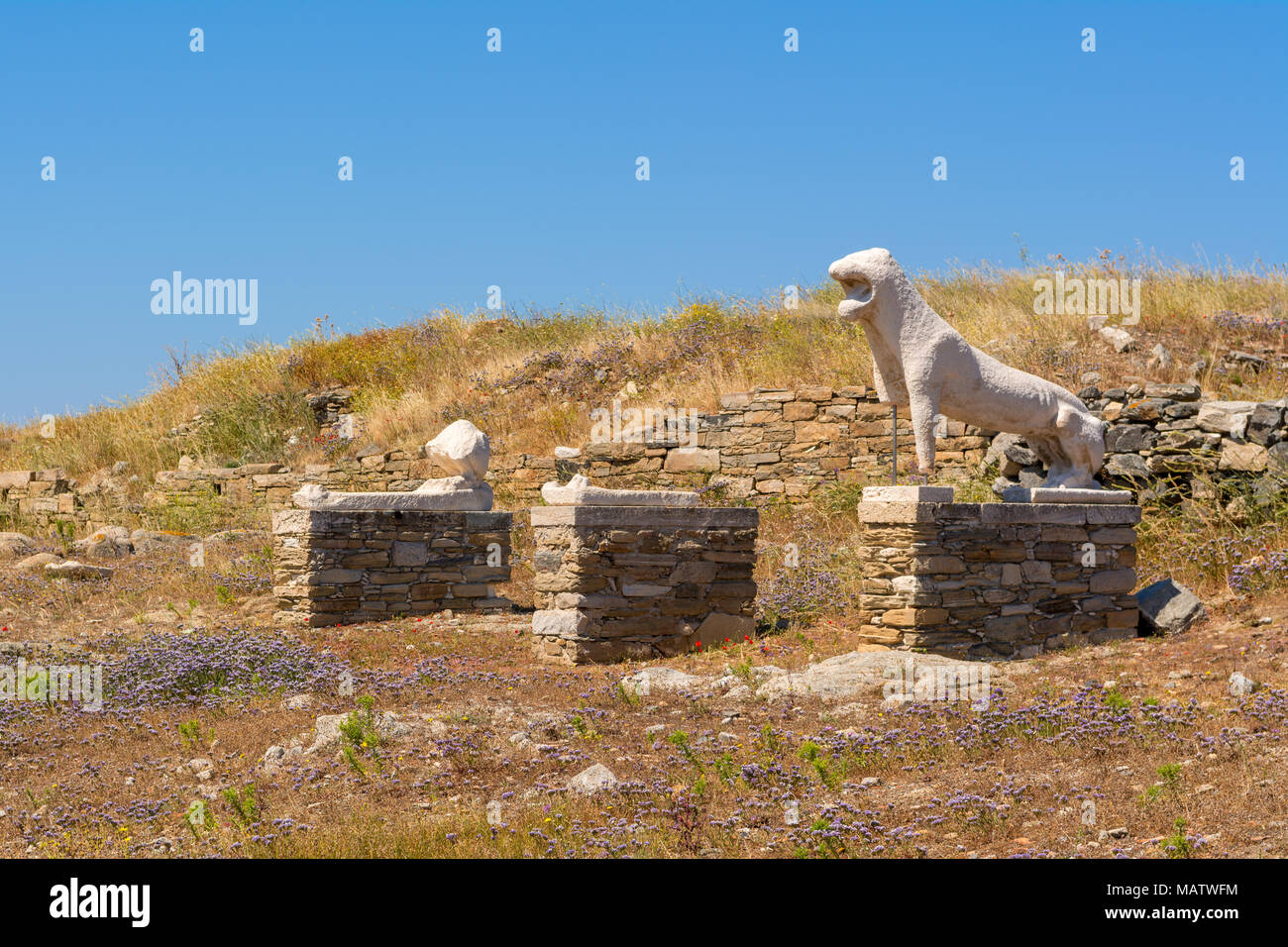 Terrace of the Lions, the famous symbol of Archaeological Site of Delos ...
