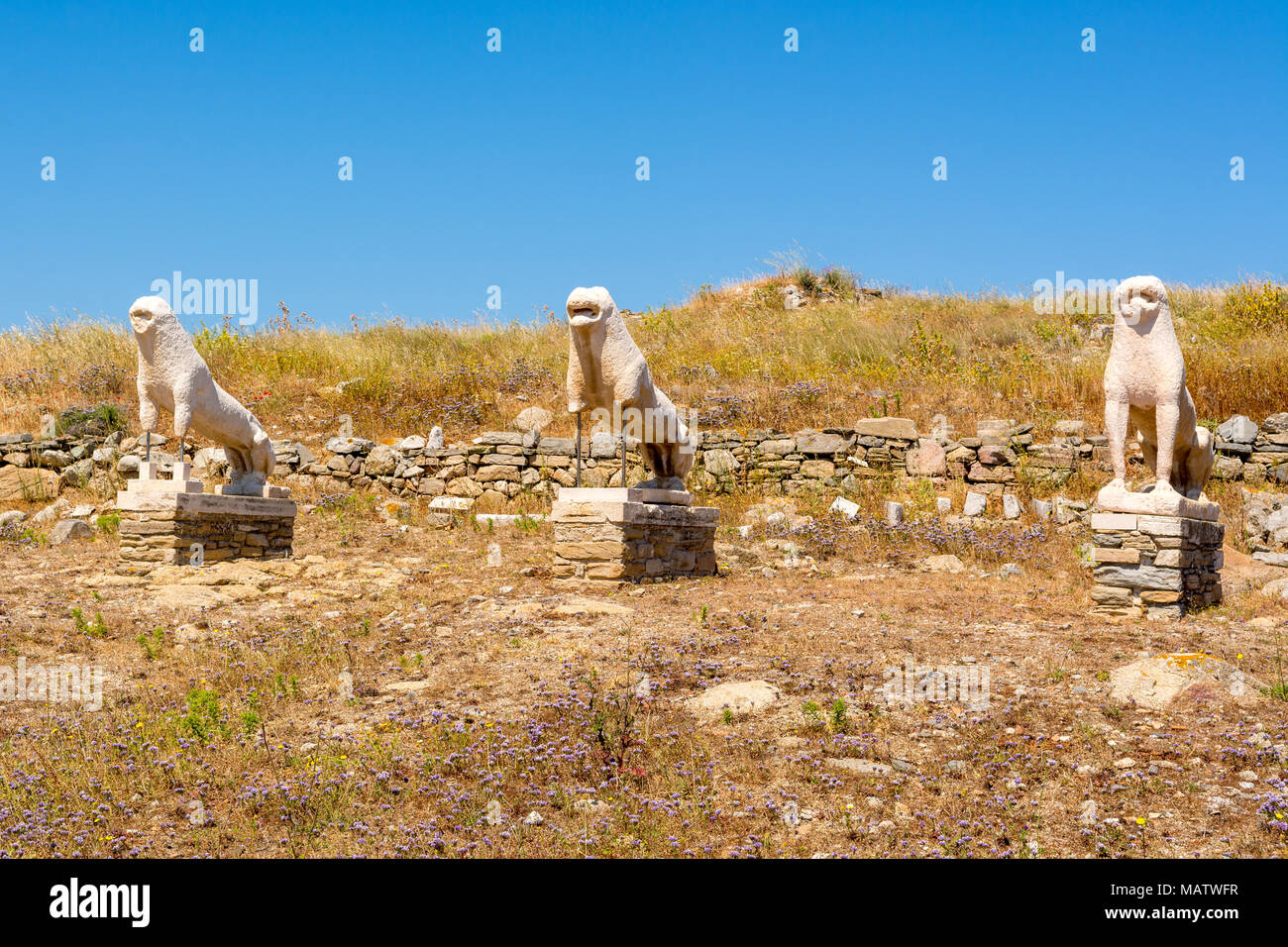 Terrace of the Lions, the famous symbol of Archaeological Site of Delos ...