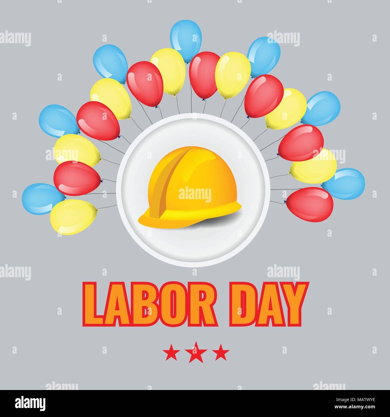 Labour day background with balloons and construction helmet Stock ...