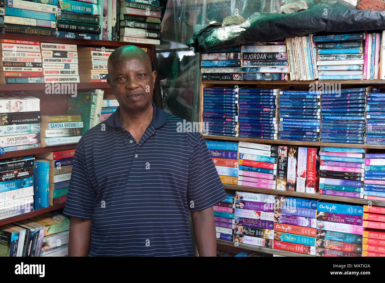 Book seller at the market at Avondale Shopping Centre in Harare ...