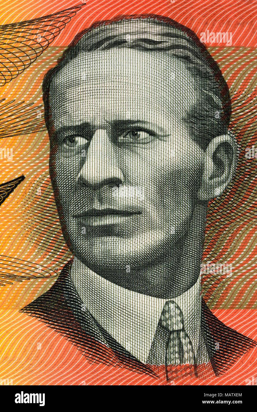 Charles Kingsford Smith portrait from old Australian money Stock Photo ...