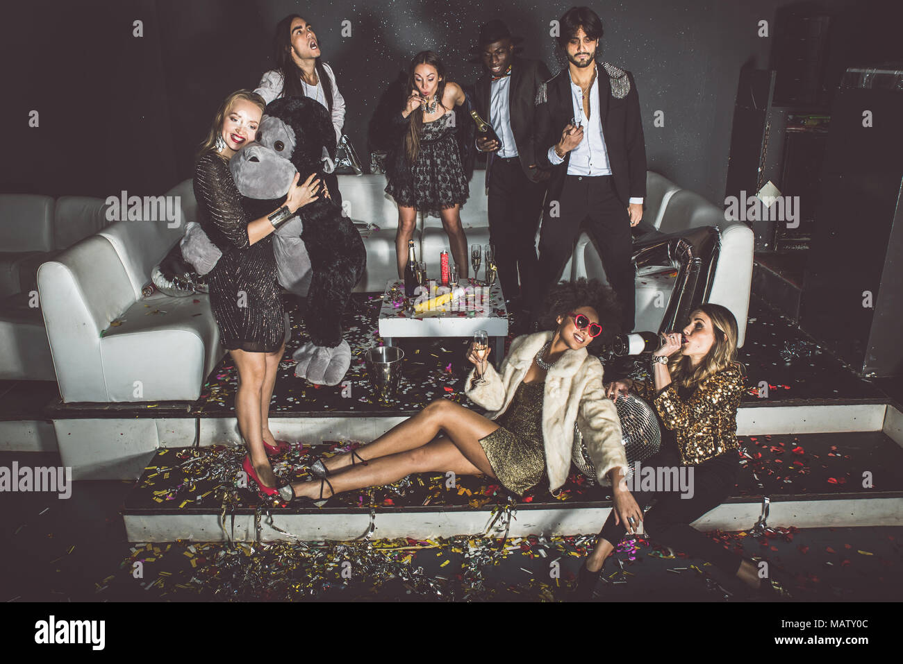 Party people celebrating in the club Stock Photo - Alamy