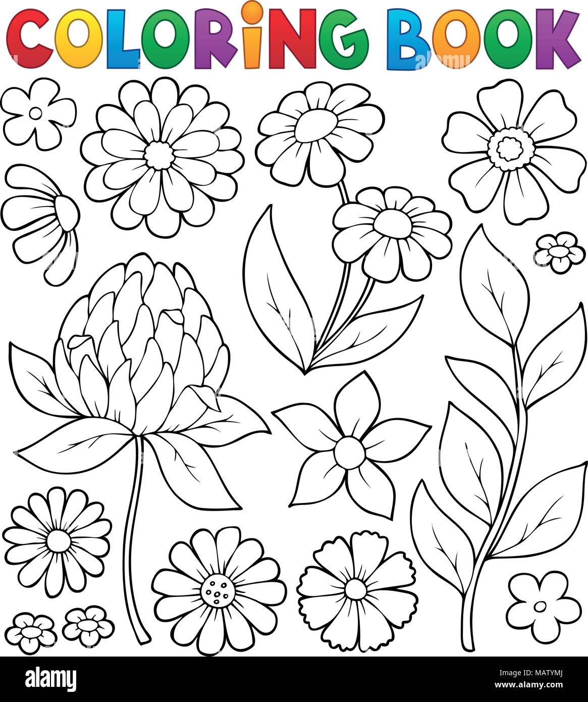 Coloring book flower topic 8 - eps10 vector illustration Stock Vector ...