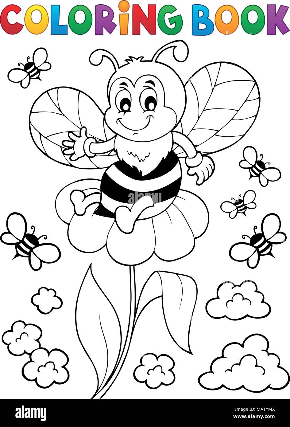 Coloring book happy bee theme 3 - eps10 vector illustration Stock ...