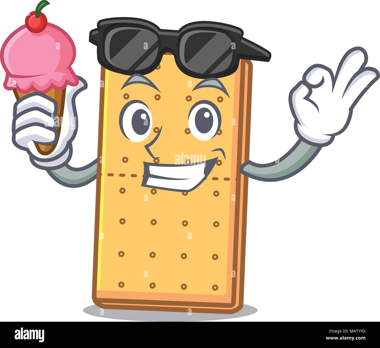 Ice cream cool graham cookies character cartoon Stock Vector Image ...
