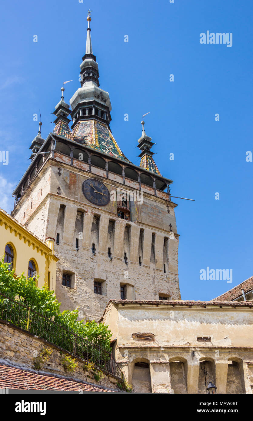The clock tower of the citadel in Sighisoara, Romania Stock Photo - Alamy