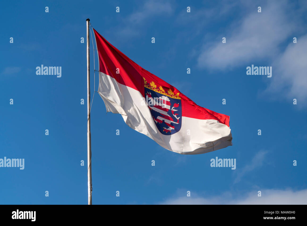 Flagge mit Landeswappen Hessen, Wiesbaden, Hessen, Deutschland | flag ...