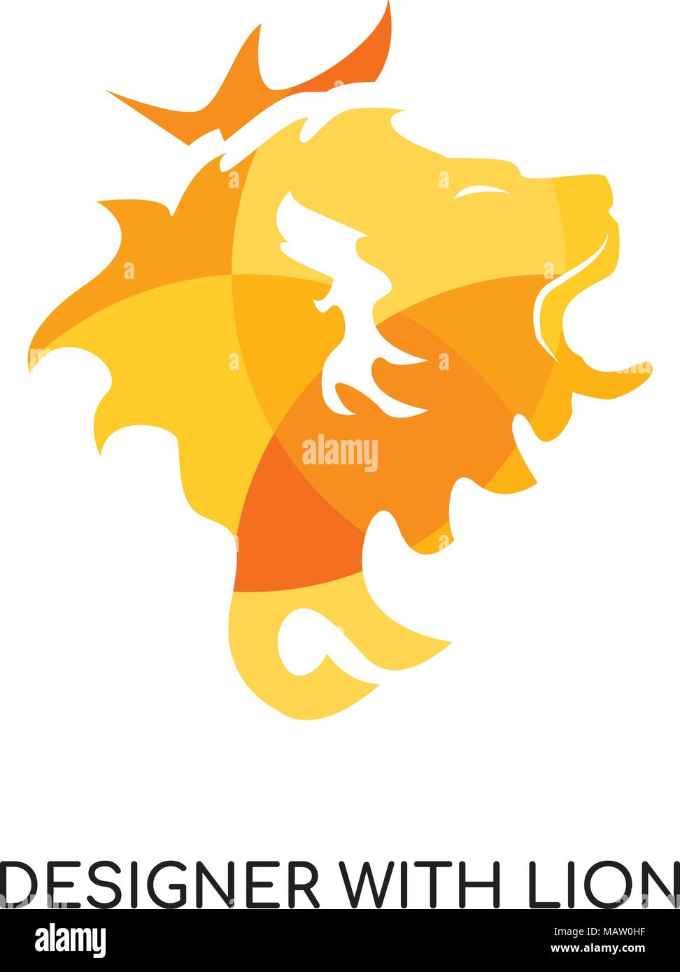 designer with lion logo isolated on white background for your web ...
