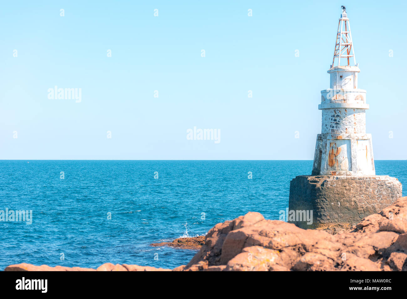 A lighthouse on the rocks. Black Sea. Ahtopol. Bulgaria Stock Photo - Alamy