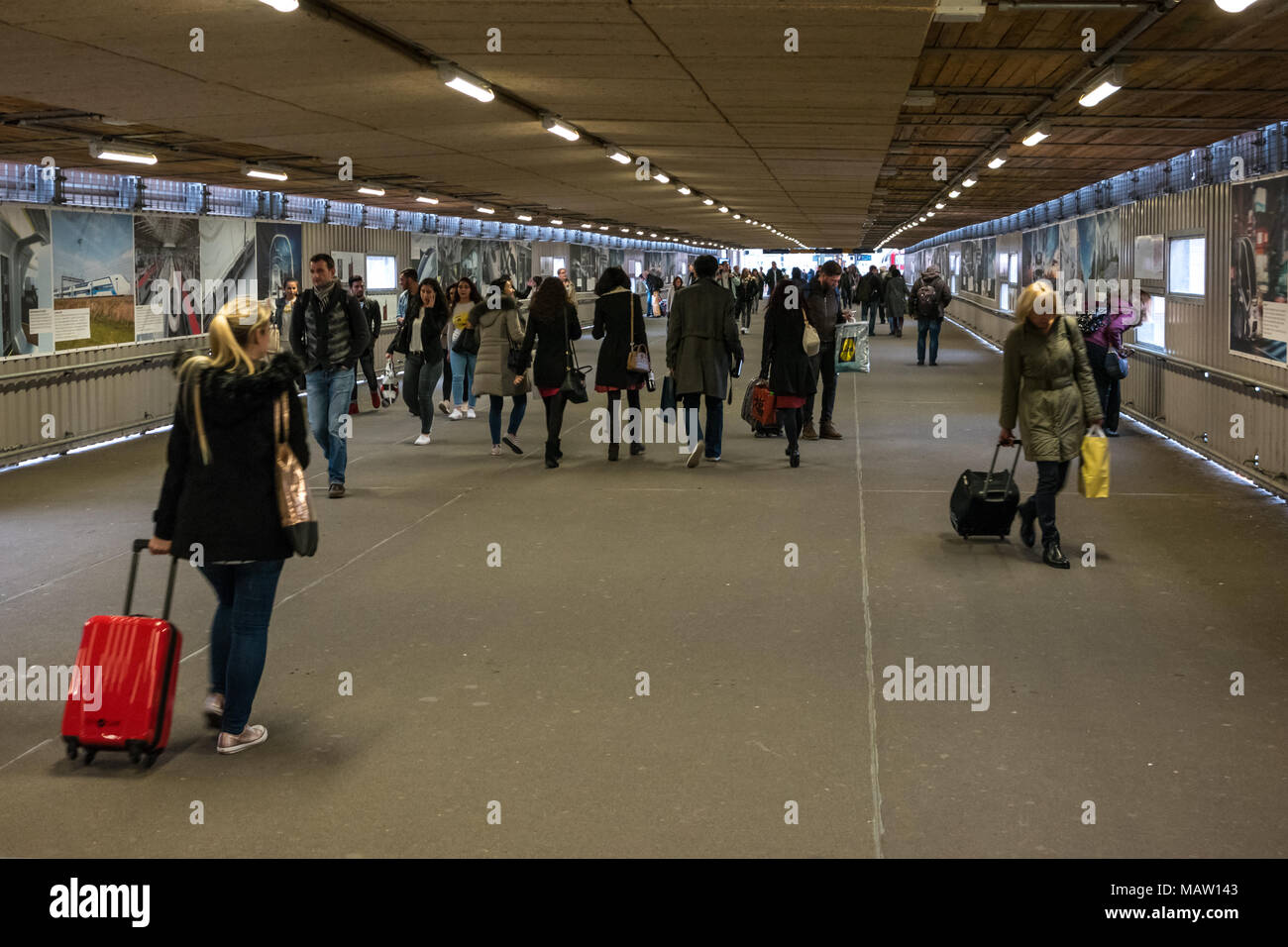 Passage from the central railway station to the railway platforms for ...