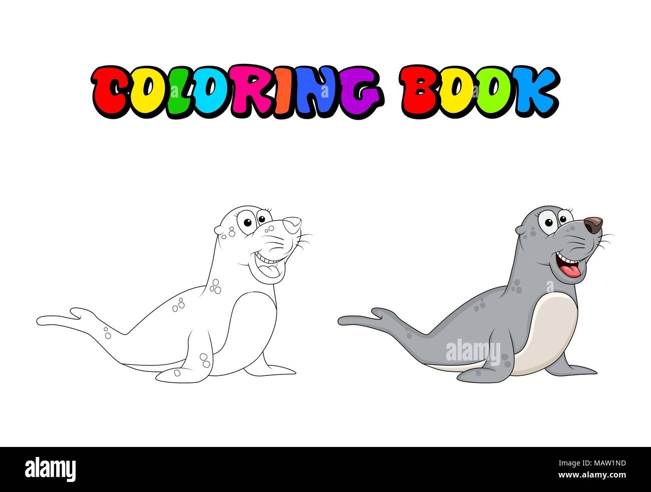 Cartoon seal coloring book isolated on white background Stock Vector ...
