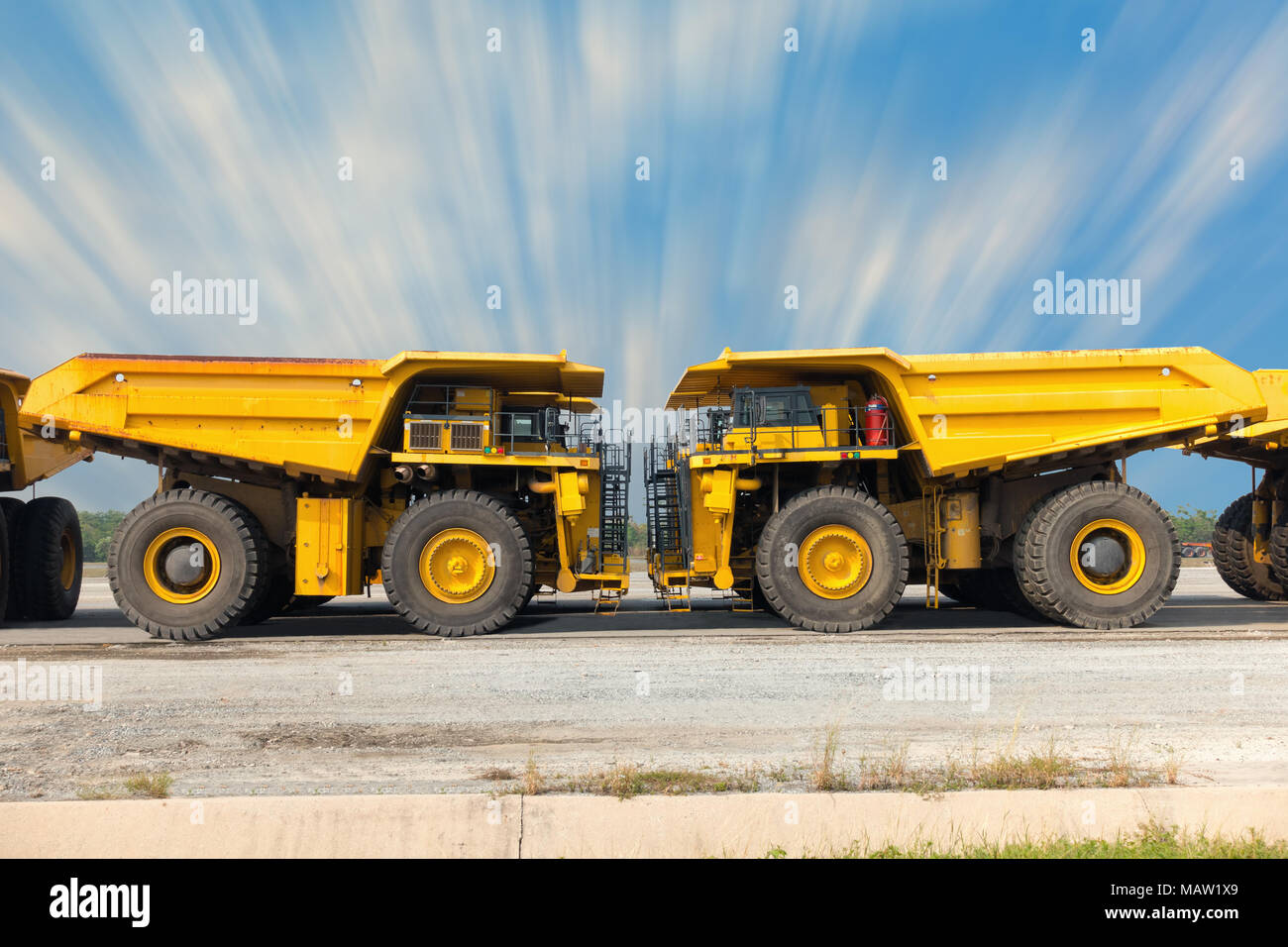 Coal mining truck on parking rod., Super dump truck Stock Photo - Alamy