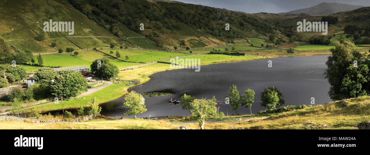 Summer view over Watendlath Tarn, Lake District National Park, Cumbria ...