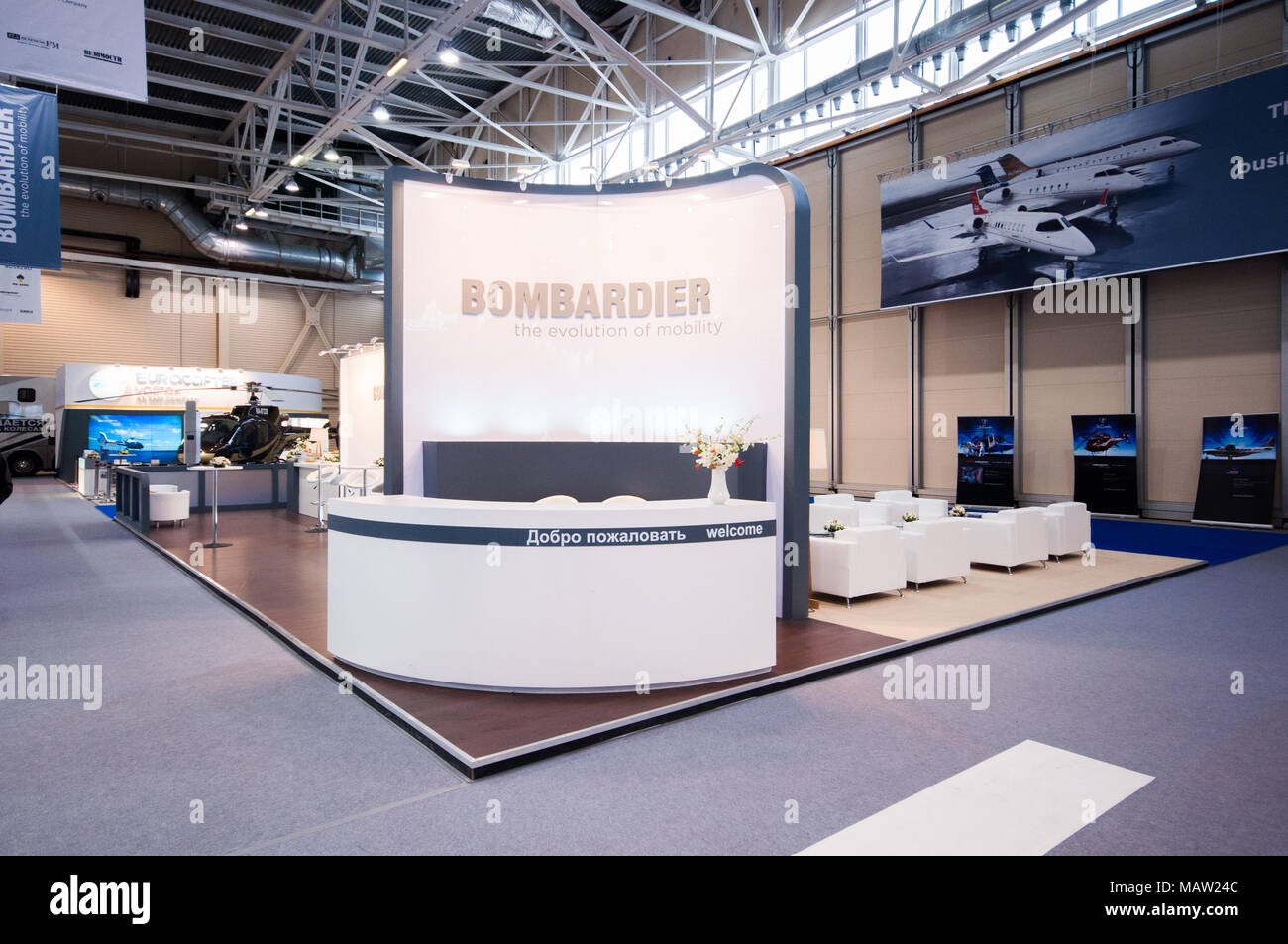 Bombardier booth at Jet Expo 2013 Exhibition, 14-09-2013, Russia ...