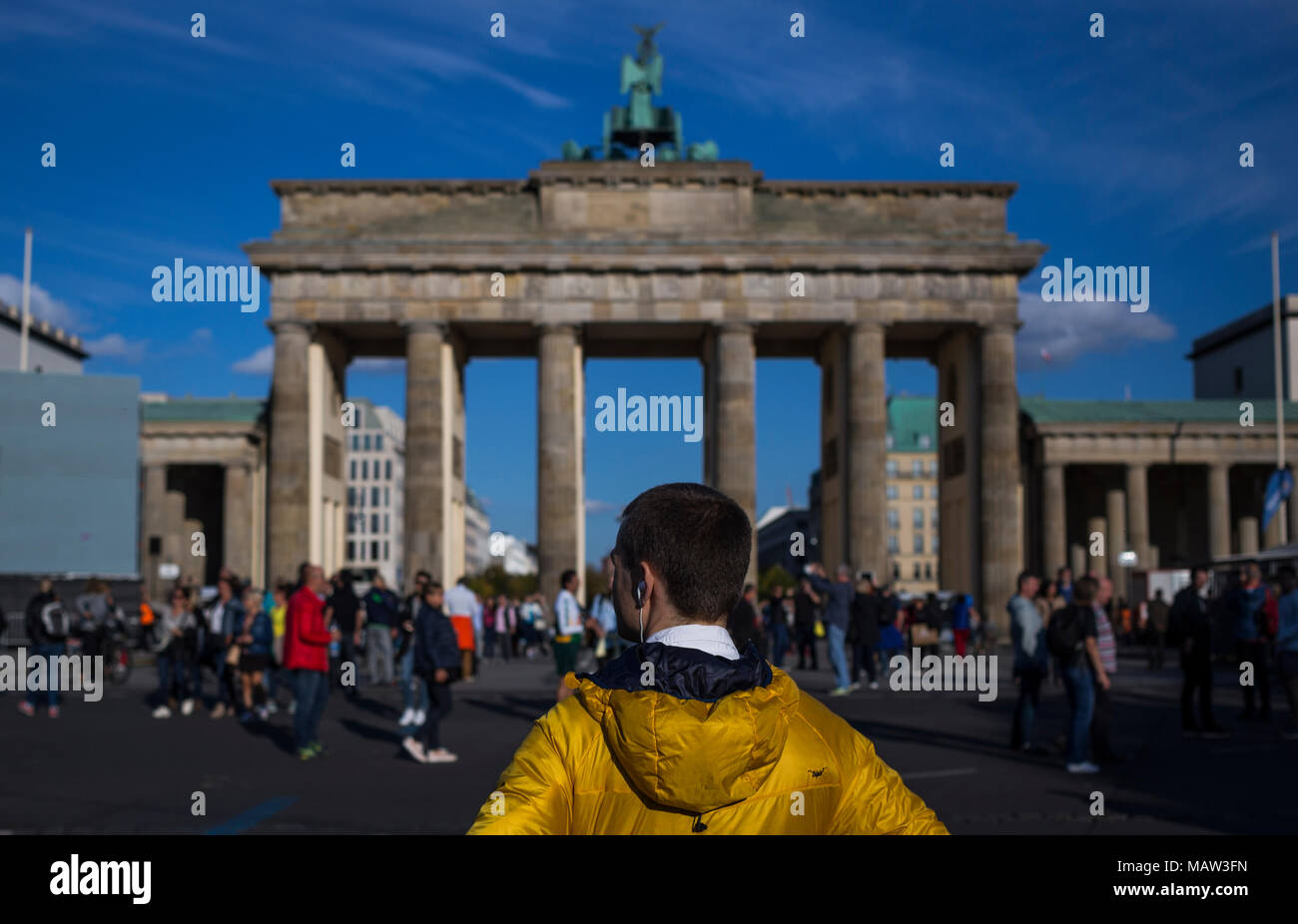 The Brandenburg Gate on the eve of the Berlin Marathon in Berlin ...