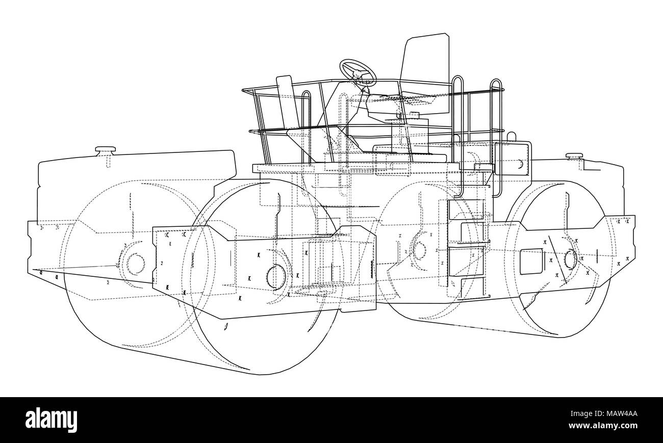 Asphalt compactor outlined vector Stock Vector Image & Art - Alamy