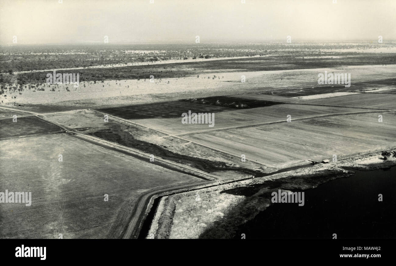 Aerial view of Polder showing Kafue River on the right, Rhodesian ...