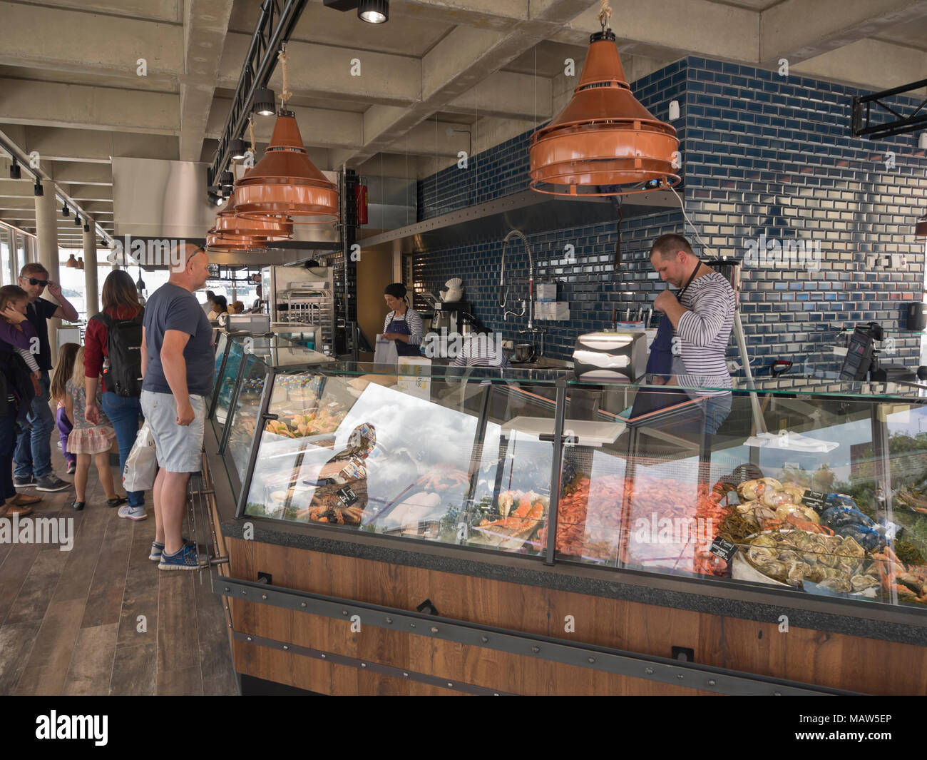 Fish and seafood market with restaurant opened at Aker Brygge in Oslo ...