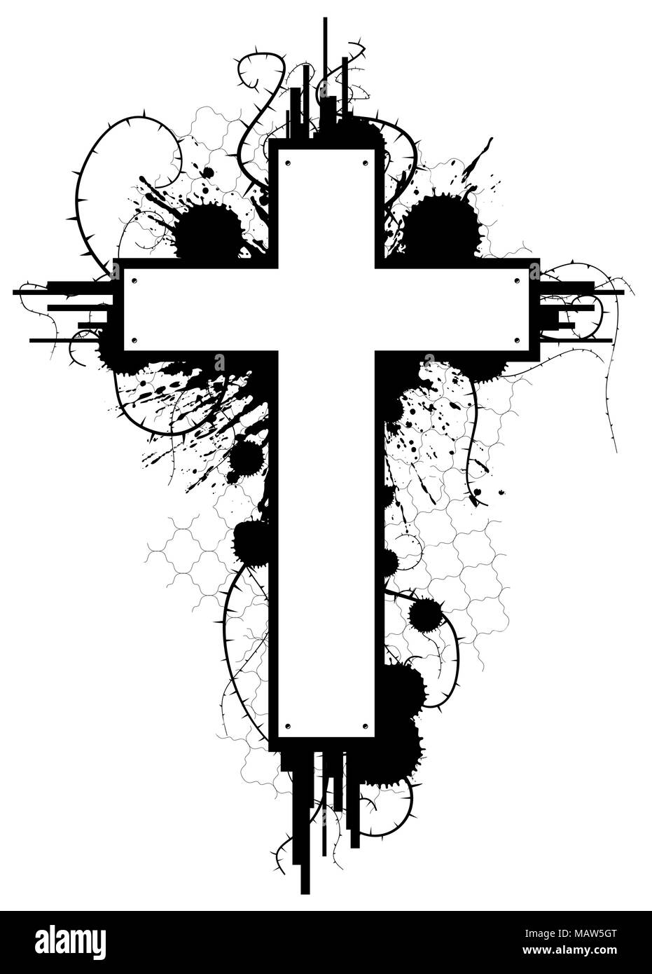 Black and white grunge cross emblem design, vertical Stock Vector Image ...