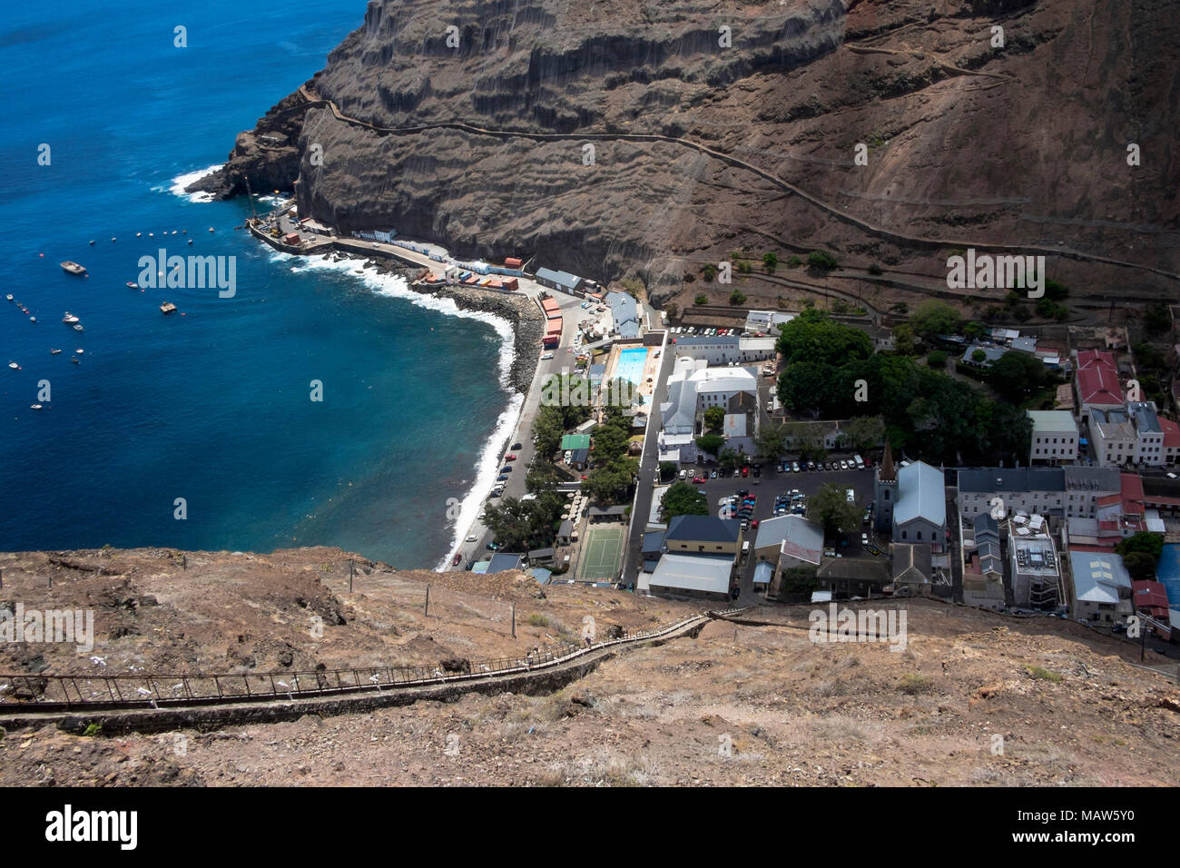 St. Helena seafront and port, Saint Helena, South Atlantic Stock Photo ...
