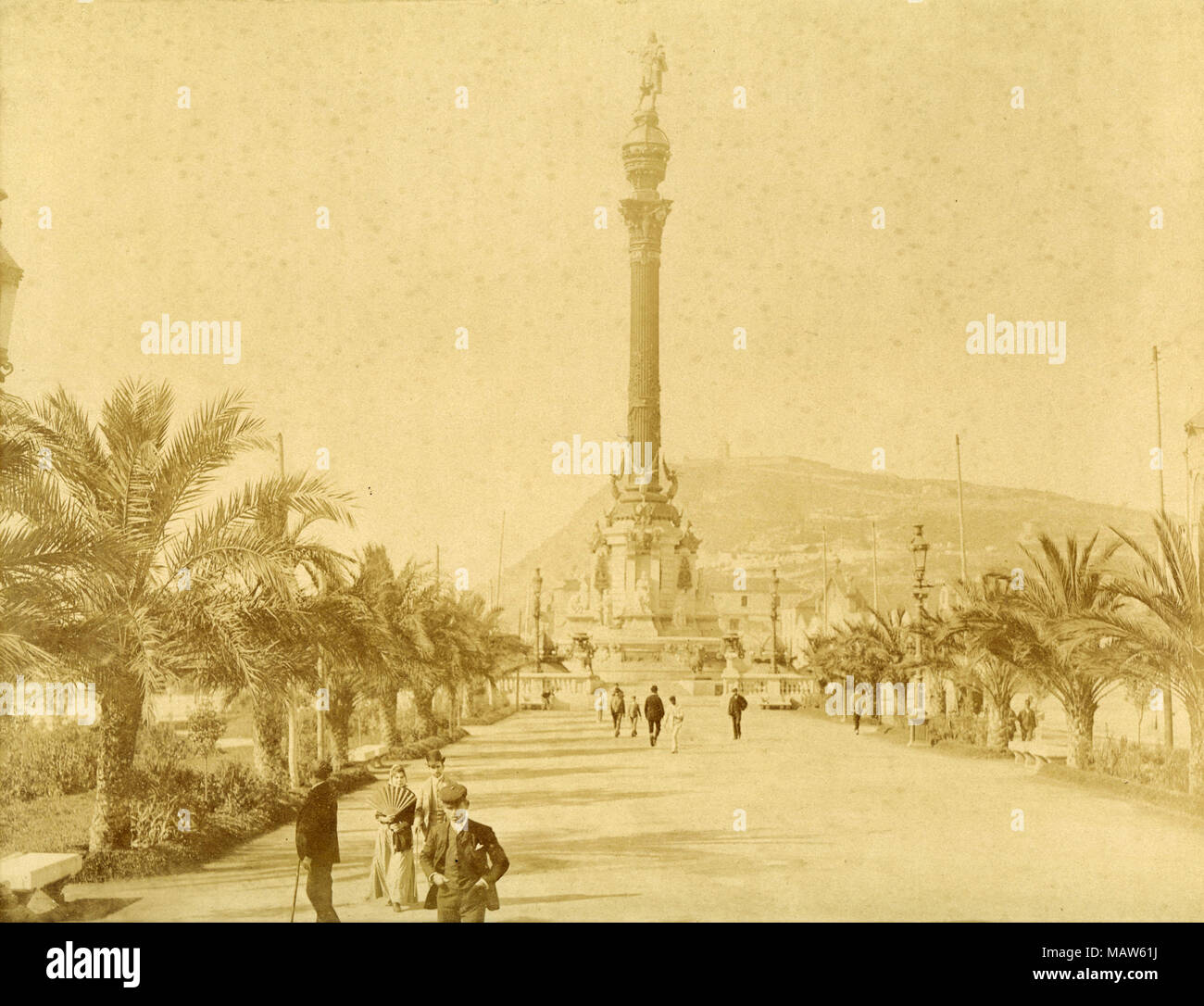 Monument to Christopher Columbus, Barcelona, Spain 1875 Stock Photo - Alamy