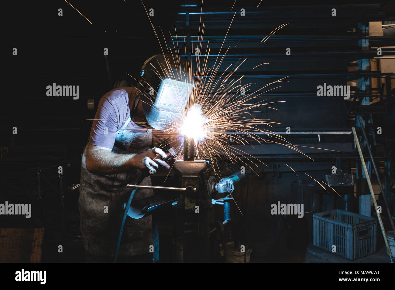 Using welding helmet hi-res stock photography and images - Alamy