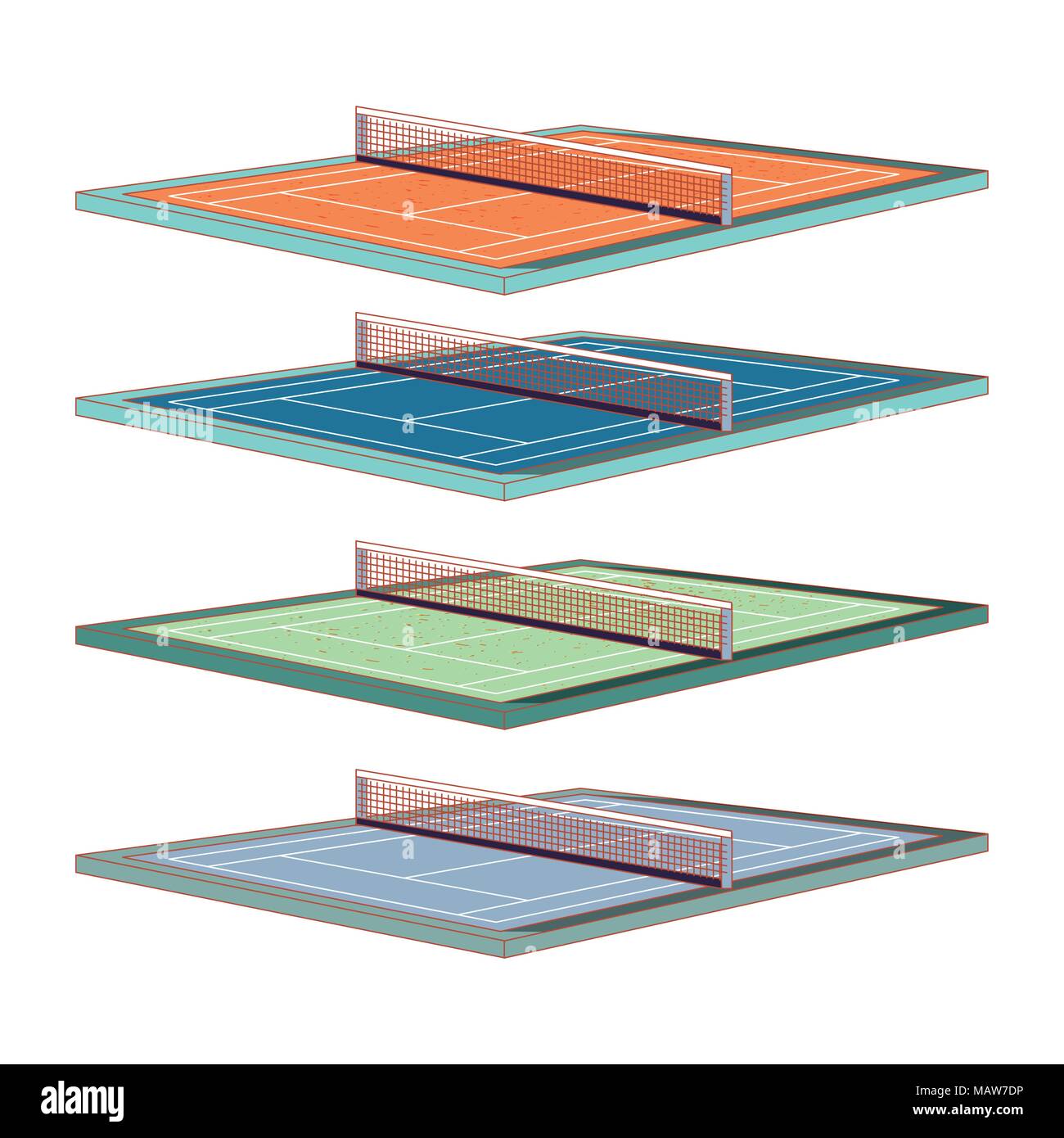 courts of tennis sport vector illustration design Stock Vector Image ...