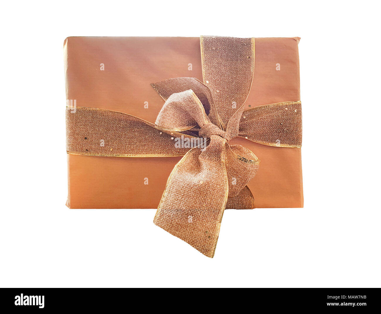 Large brown gift box, Gift box or present wrapped with kraft paper and ...