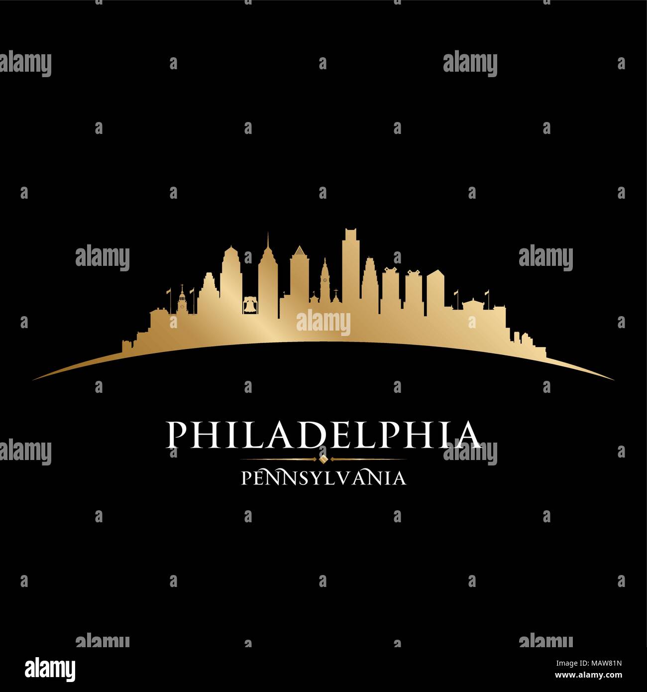 Philadelphia Pennsylvania city skyline silhouette. Vector illustration ...