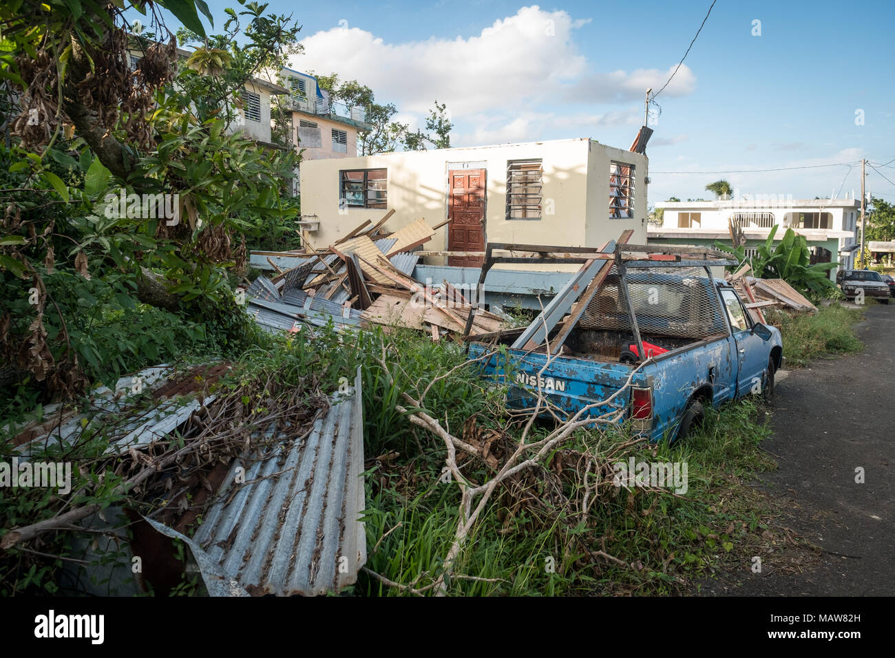 Damage from Hurricane Maria in Caimito, Puerto Rico Stock Photo - Alamy