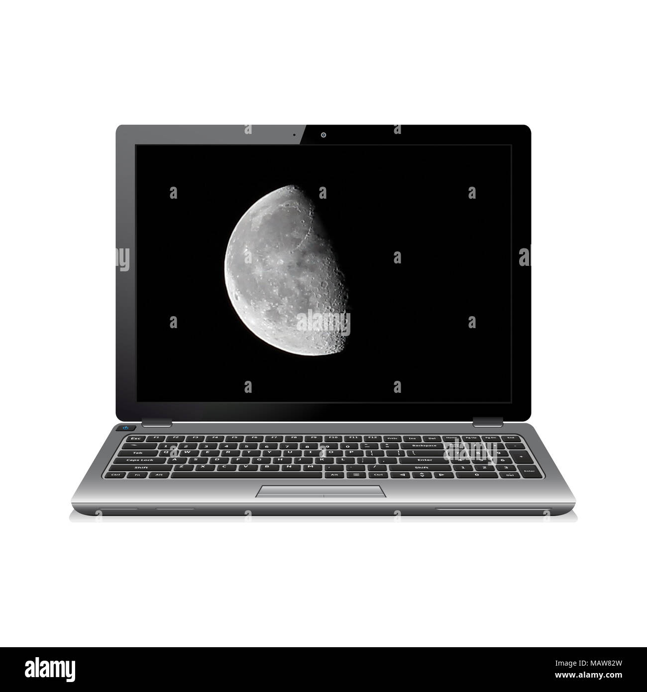 Laptop computer with waxing gibbous moon on screen Stock Photo - Alamy