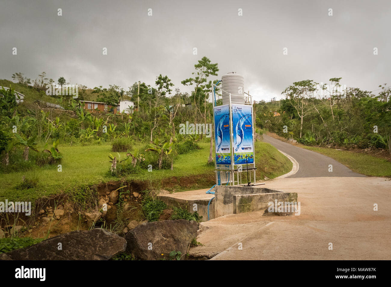 Orocovis, Puerto Rico. 04th December, 2017.A water filter system is set ...
