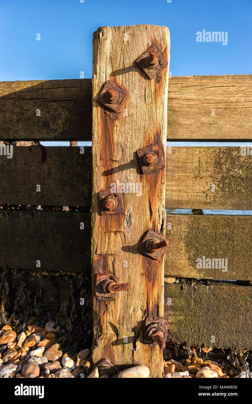 Oak wooden groynes hi-res stock photography and images - Alamy