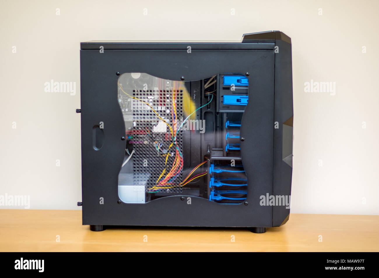 Black Midi Tower Gaming Computer Case with Window Stock Photo - Alamy